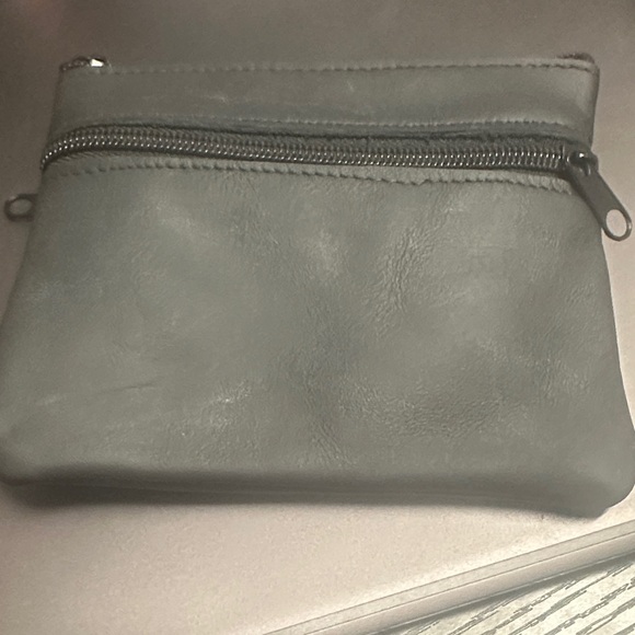Bags | Genuinegray Leather Zipper Pouch | Poshmark